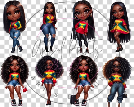 Grenada Girl Clipart Bundle, Grenadian Woman, Clipart, Black Woman ...