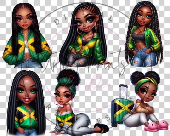 Jamaica Girl Clipart Bundle, Jamaican Woman, Fashion Girl Clip Art ...