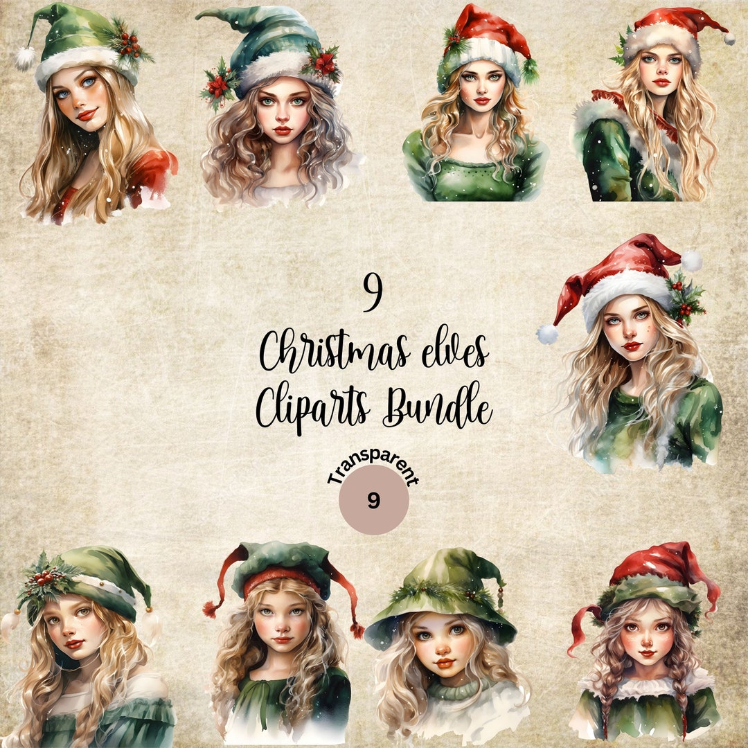 Watercolor Christmas Elves Clipart, Christmas Clipart, Elves Clipart ...