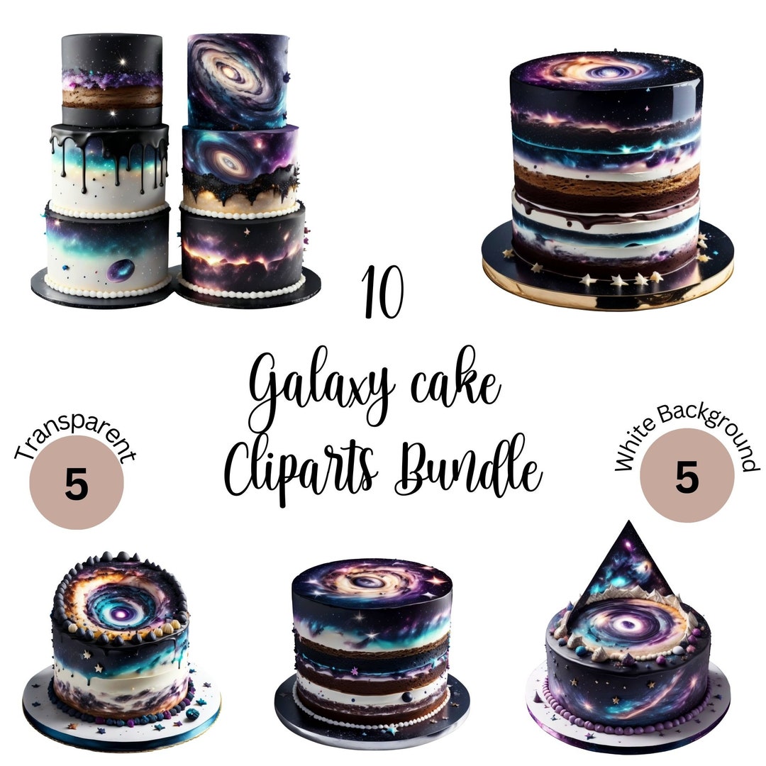 Galaxy Cake Clipart Space-themed Cake Illustration Galactic - Etsy
