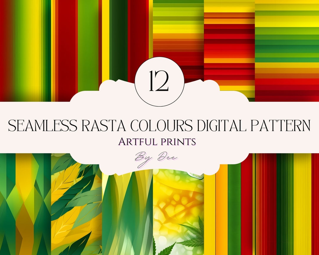 Seamless Rasta Colors Digital Patterns| Ice, Gold & Green Digital ...
