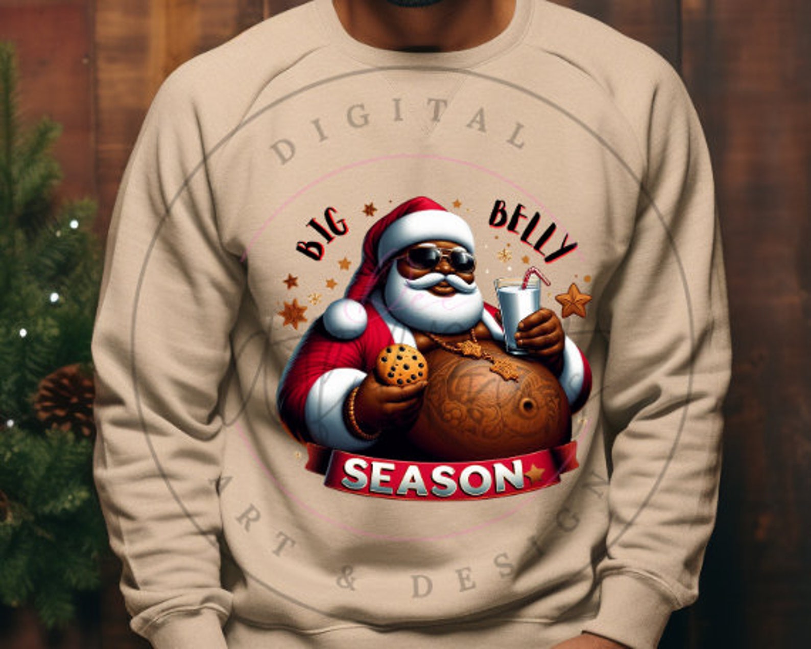 Black Santa Big Belly Season Png, Santa Claus Clipart, Funny Christmas ...