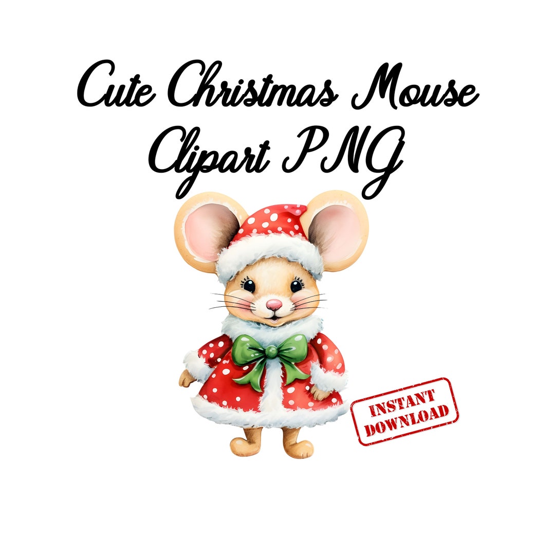 Cute Christmas Mouse Clipart Watercolor Christmas Clipart - Etsy