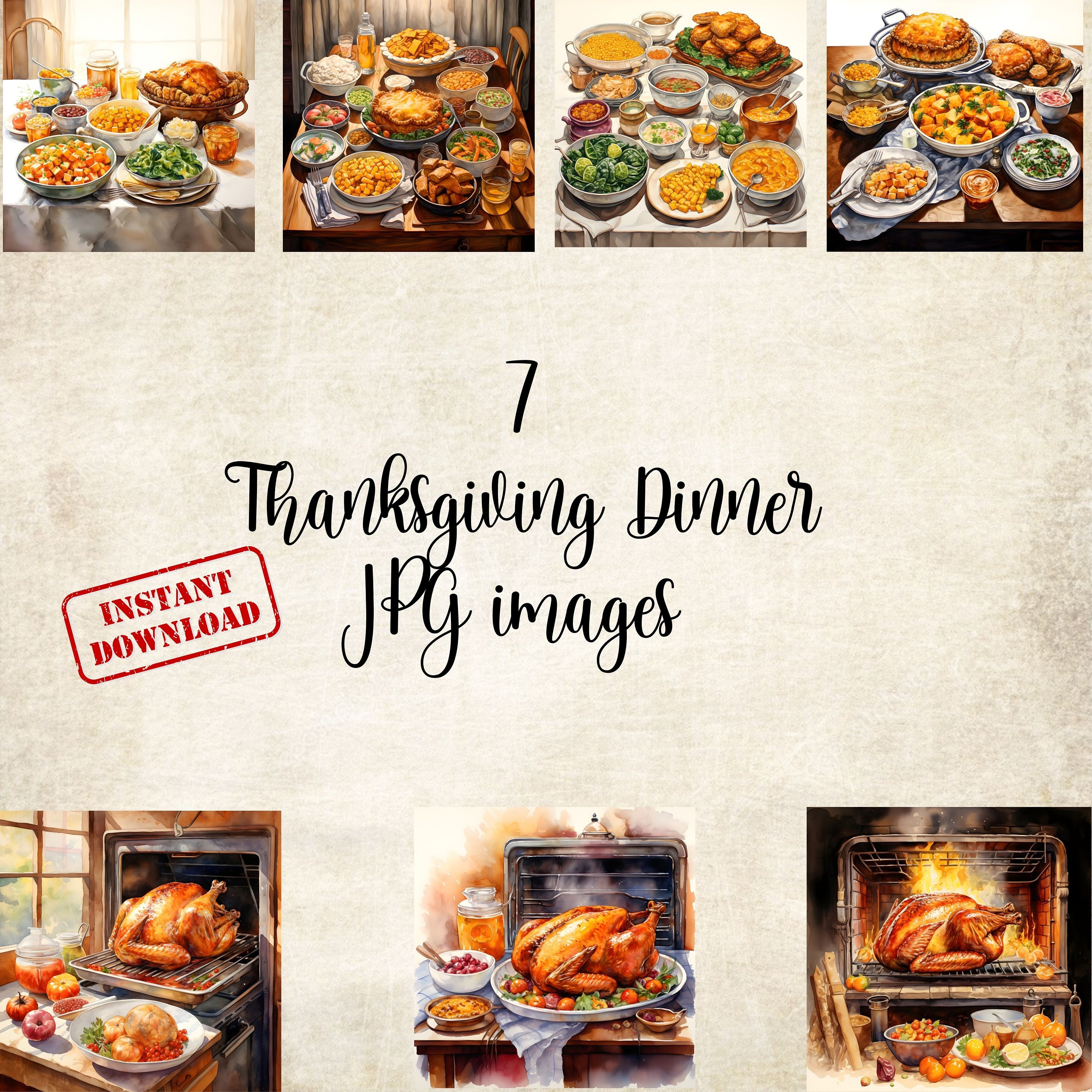 Thanksgiving Clipart Mega Bundle Holiday Meal Illustrations ...