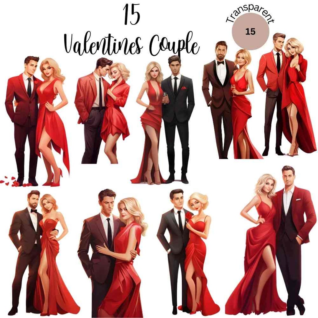 15 Valentines Couple Clipart| Couple in Love| Romantic Couple ...