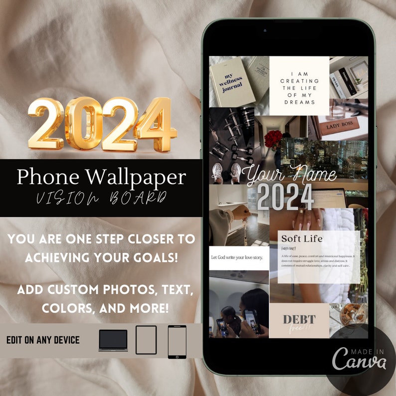 2024 Digital Vision Board Phone Wallpaper - Etsy