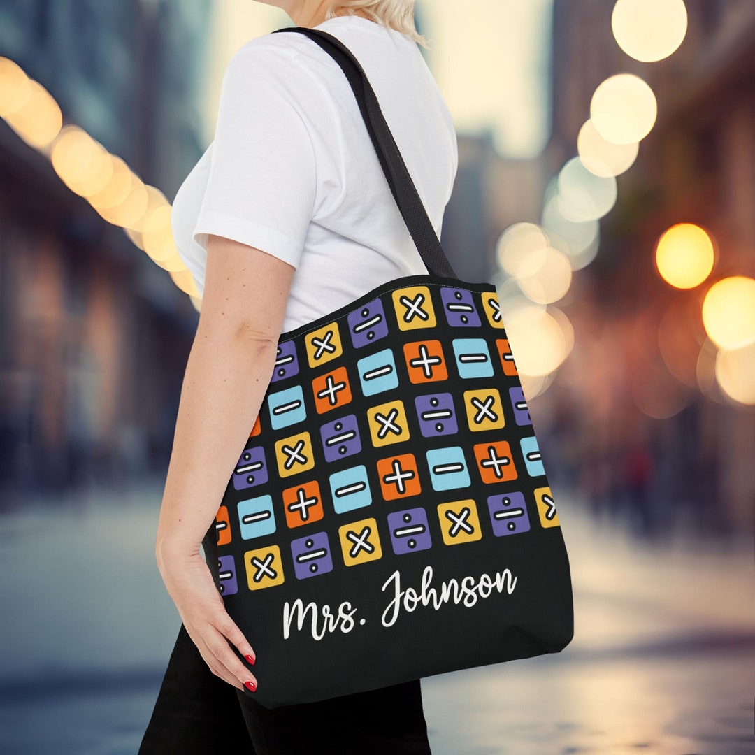 Personalized Teacher Tote Bag, Math Teacher Tote Bag, Custom Name Gift ...
