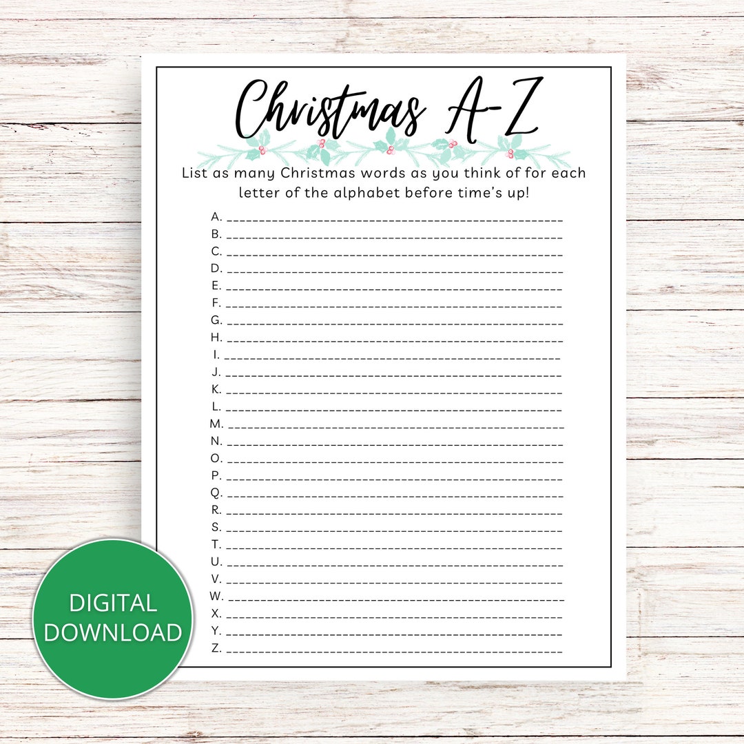 Christmas A-Z Game, Printable Party Activity (PDF) - Etsy