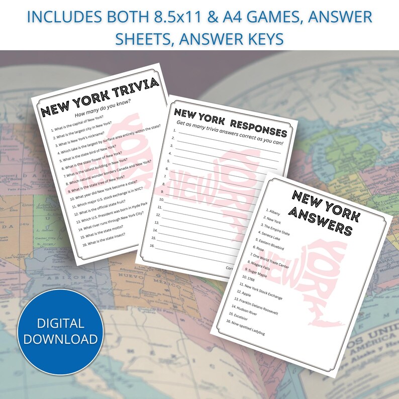 New York Trivia Game Printable, Fun State Facts & Quiz Questions for ...