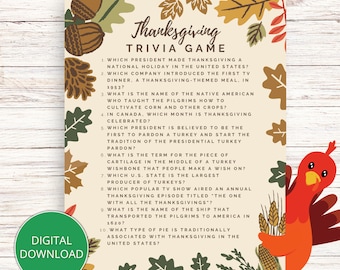 Thanksgiving Trivia Game - Etsy