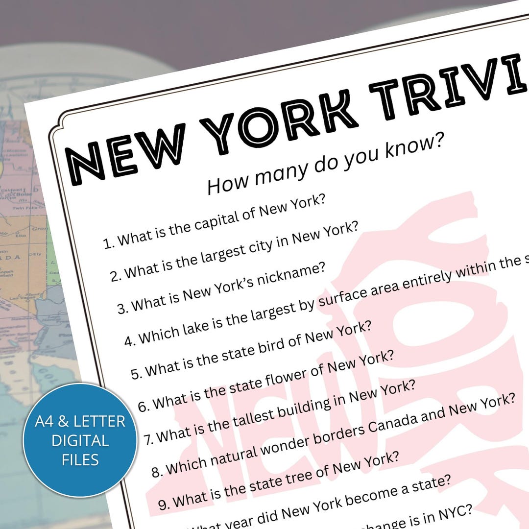New York Trivia Game Printable, Fun State Facts & Quiz Questions for ...