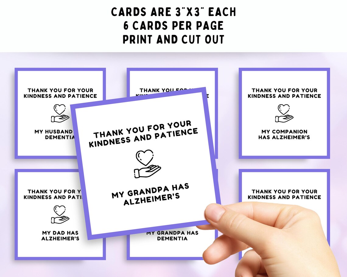 Alzheimer's Companion Card for Men (printable PDF) - Etsy