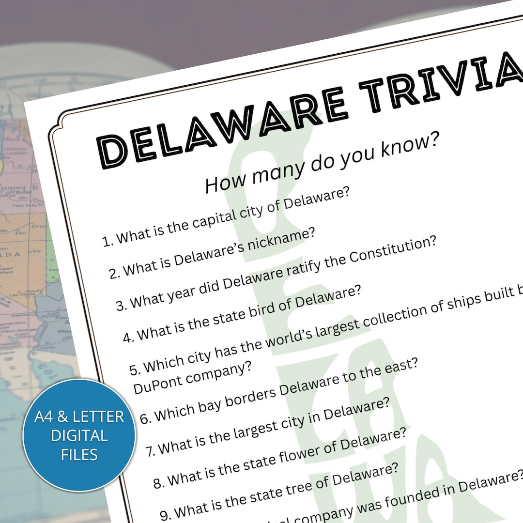 Delaware Trivia Game Printable, Fun State Facts Quiz for Kids, Teens ...