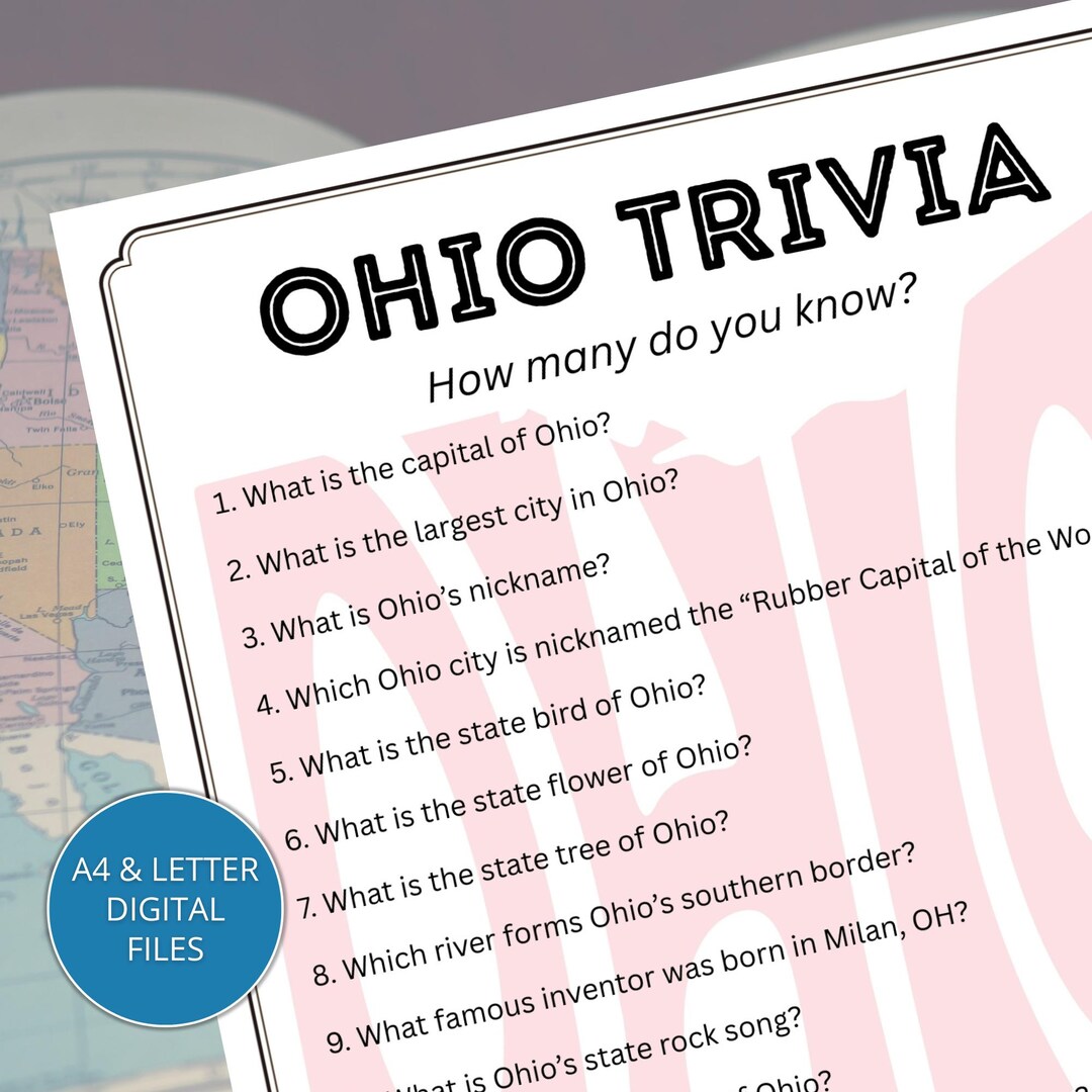 Ohio State Trivia Game Printable, Fun Buckeye State Facts Quiz for ...