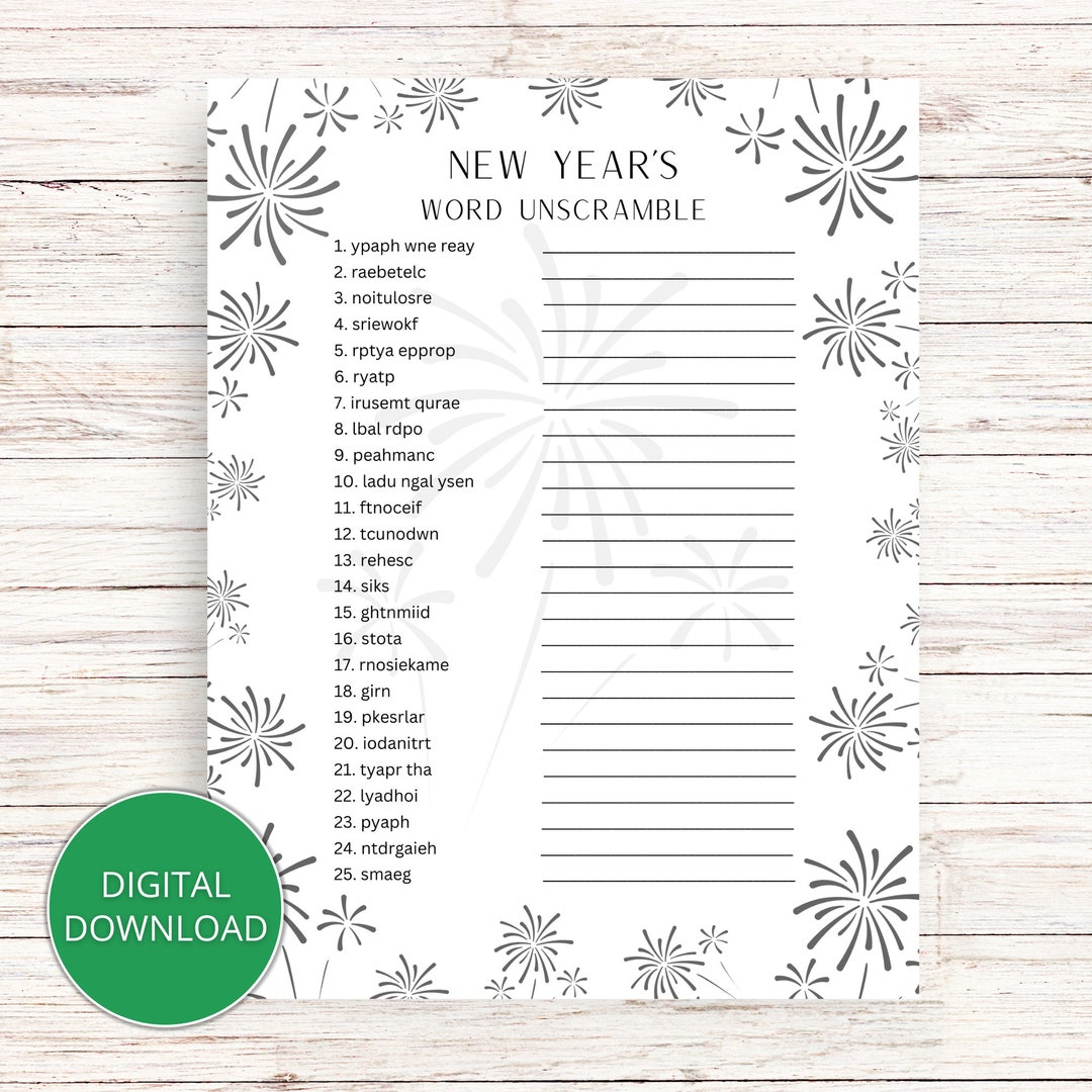 New Year's Word Scramble Game (digital Download) - Etsy