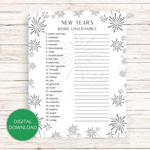 New Year's Word Scramble Game (digital Download) - Etsy