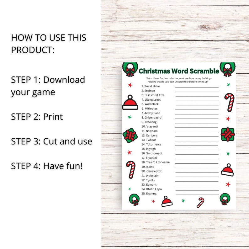 Christmas Word Scramble Digital Printable - Etsy