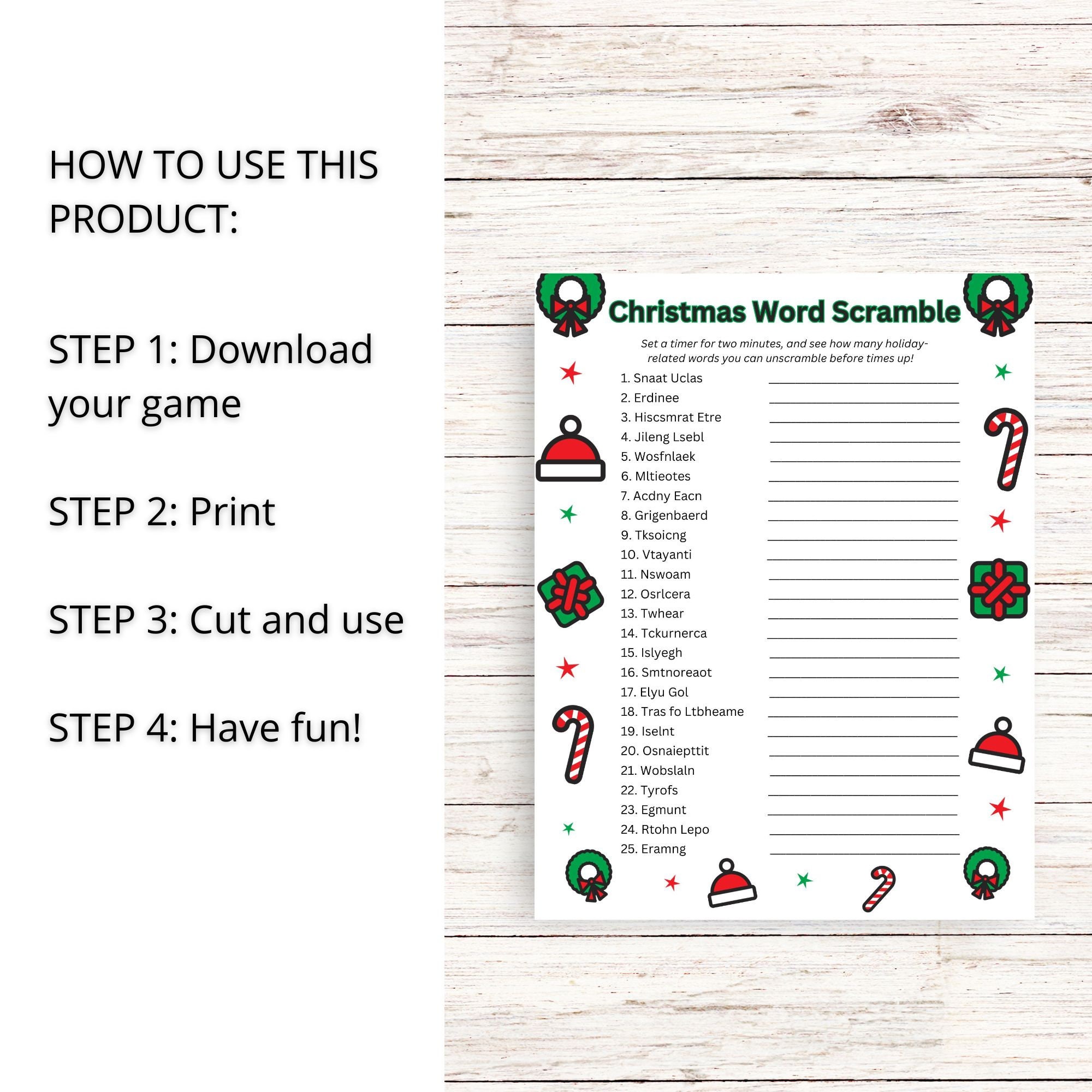 Christmas Word Scramble Digital Printable - Etsy