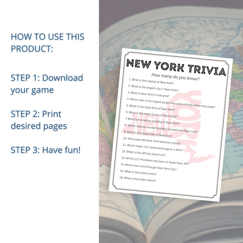 New York Trivia Game Printable, Fun State Facts & Quiz Questions for ...
