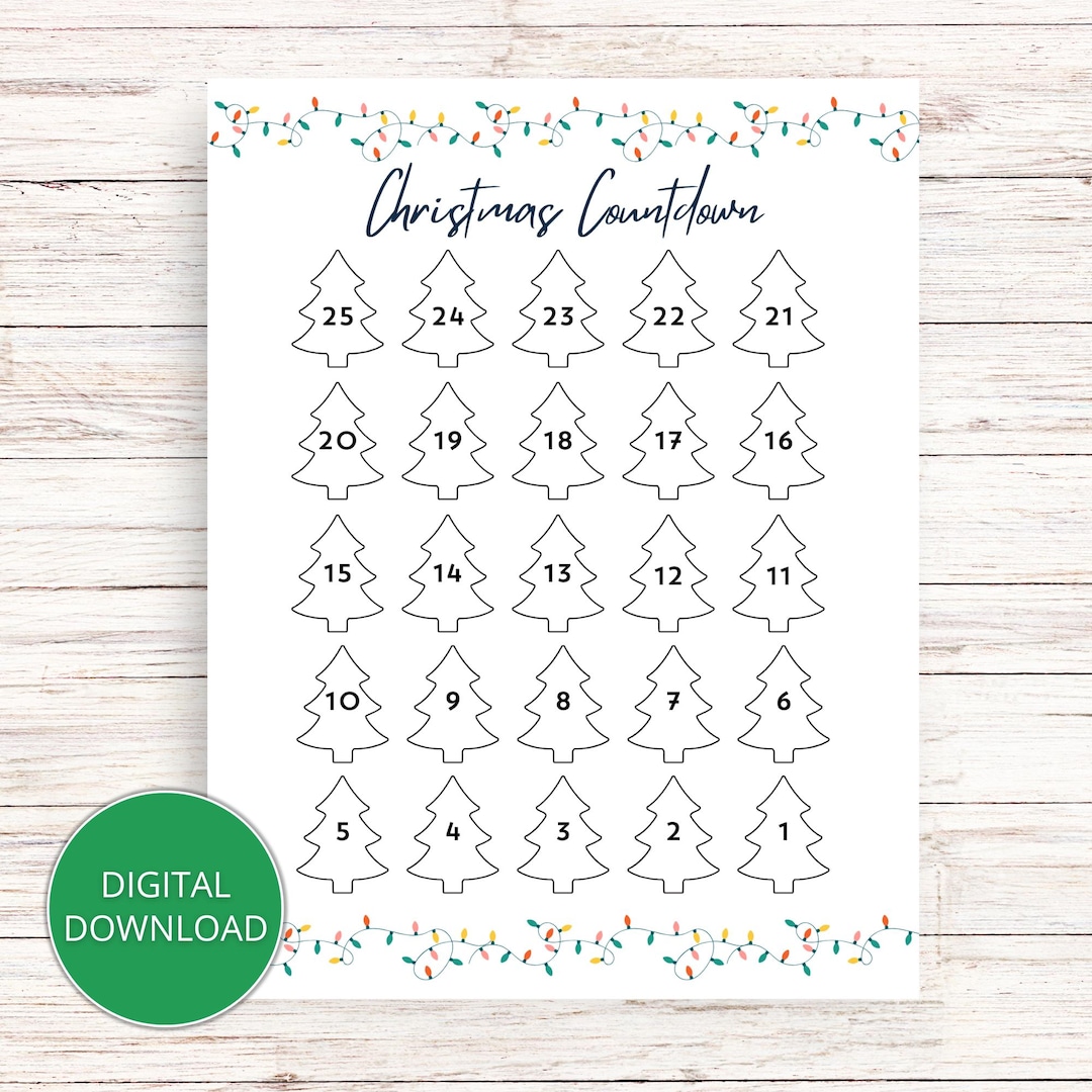 Christmas Countdown Printable, Mini Tree Decor (digital Download) - Etsy