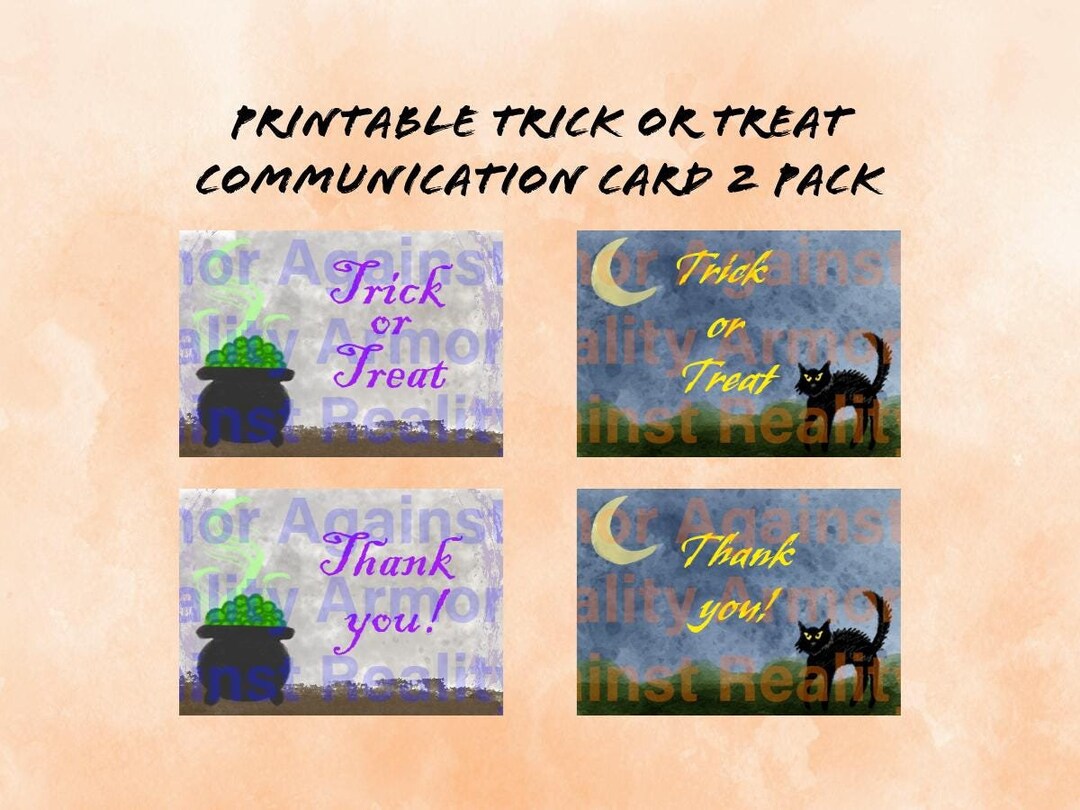 Halloween Trick or Treat Cards for Communication Assistance - 2 Pack ...