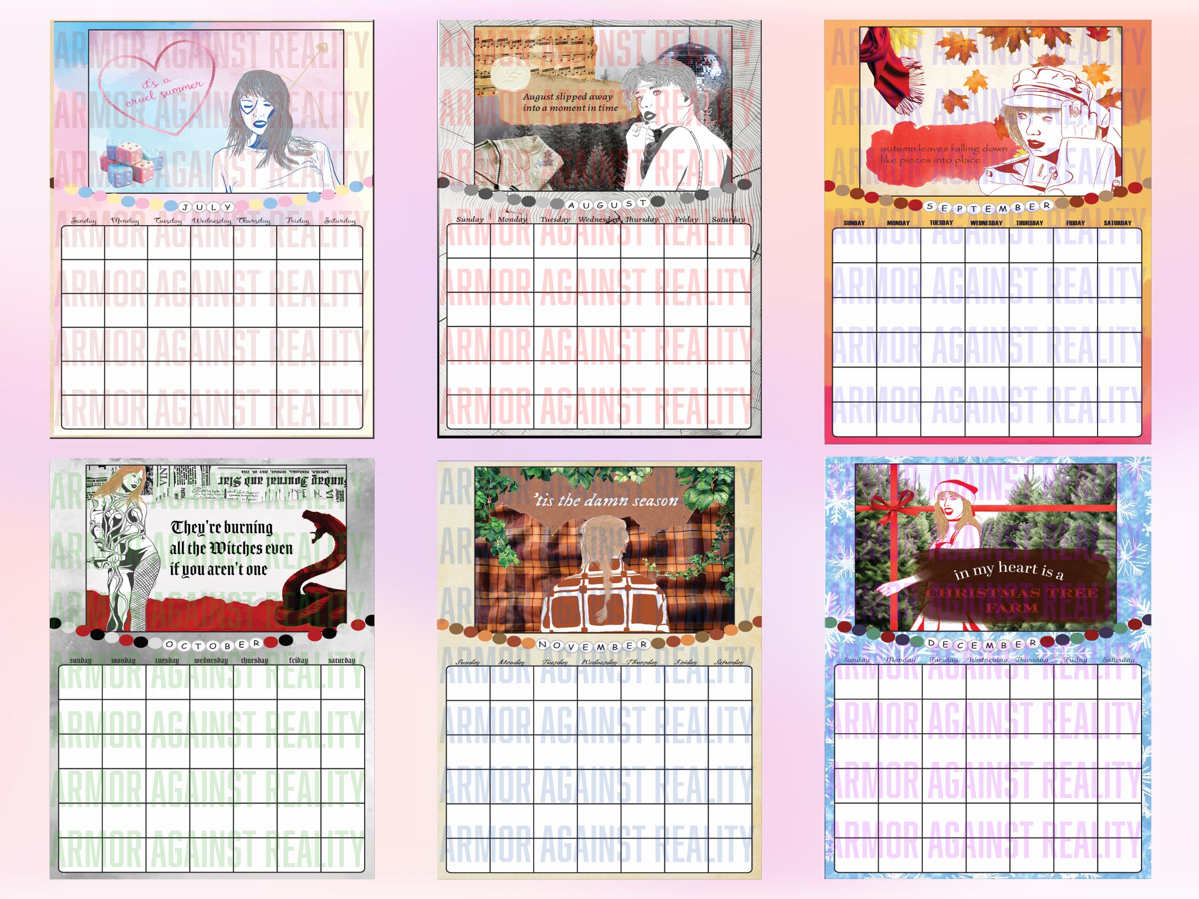 Printable Swiftie Infinity Blank Date Calendar With Planner Stickers - Etsy