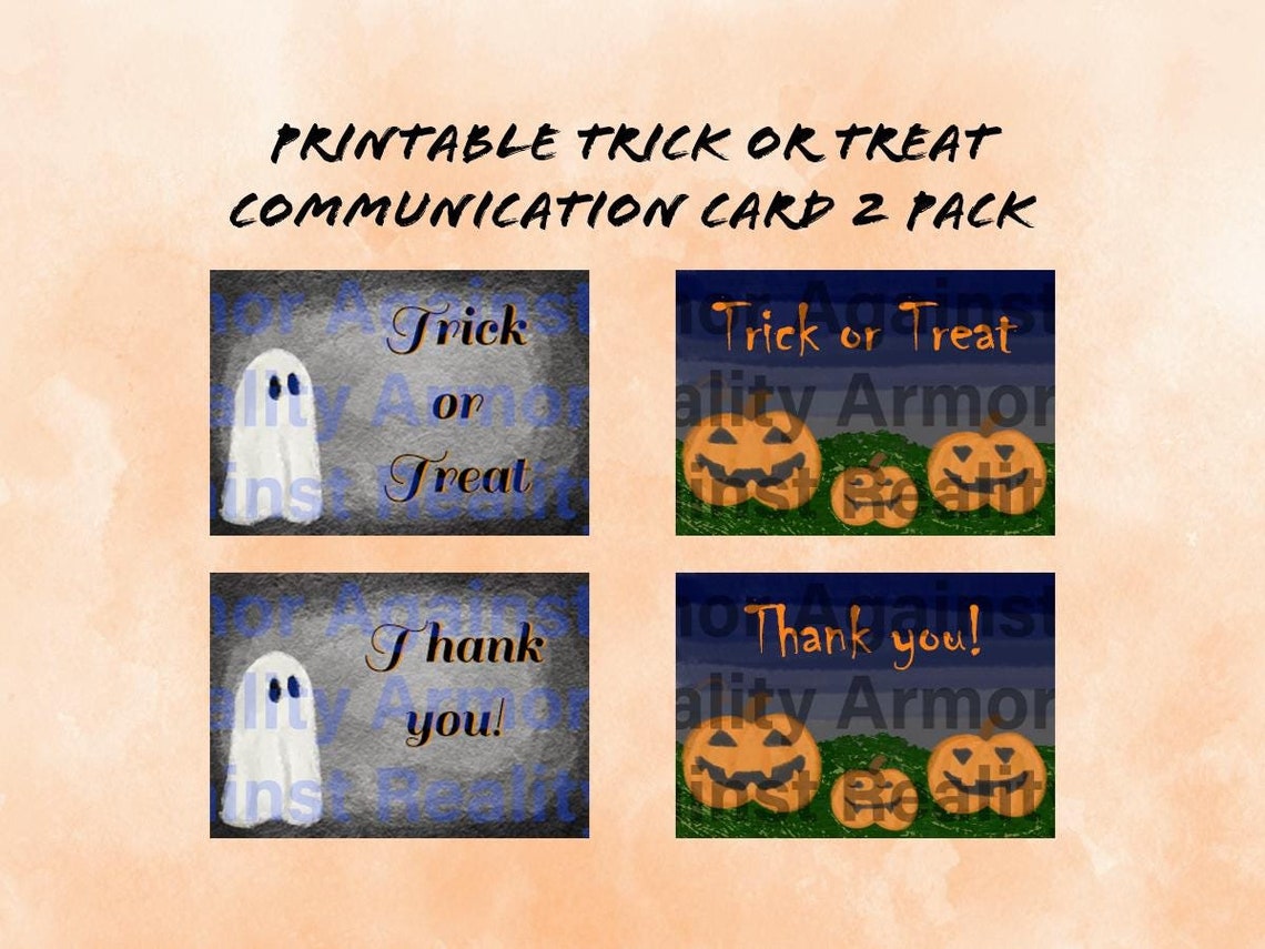 Halloween Trick or Treat Cards for Communication Assistance - 2 Pack ...