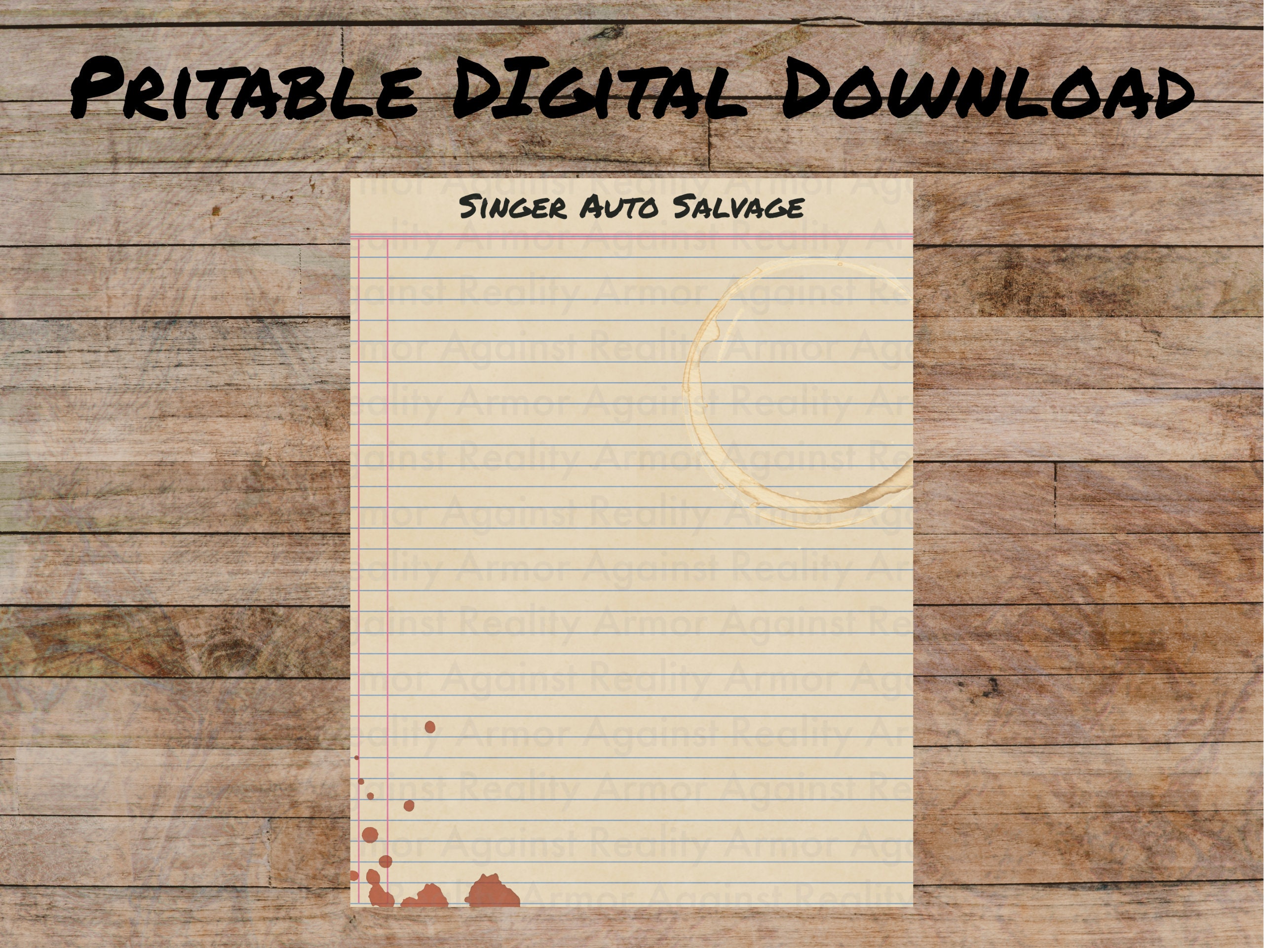 Printable SPN Singer Auto Hunter 2 Column Checklist Download - Etsy