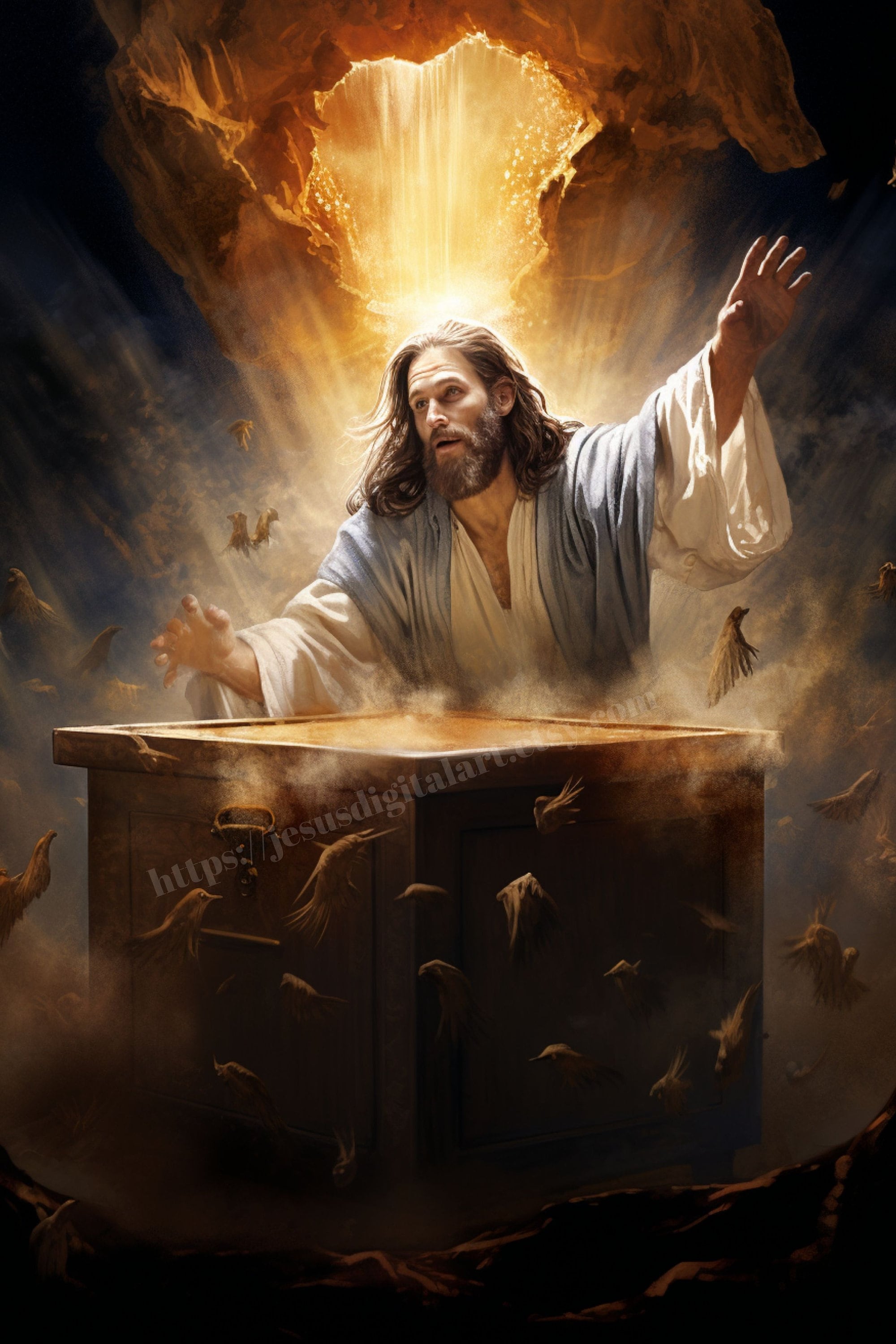 Jesus Christ Opens the Ark of the Covenant. Printable Artwork Jesus ...