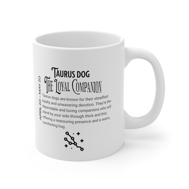 Taurus Dog Zodiac Sign Horoscope Coffee Mug, Cute Astrology, Unique Dog ...