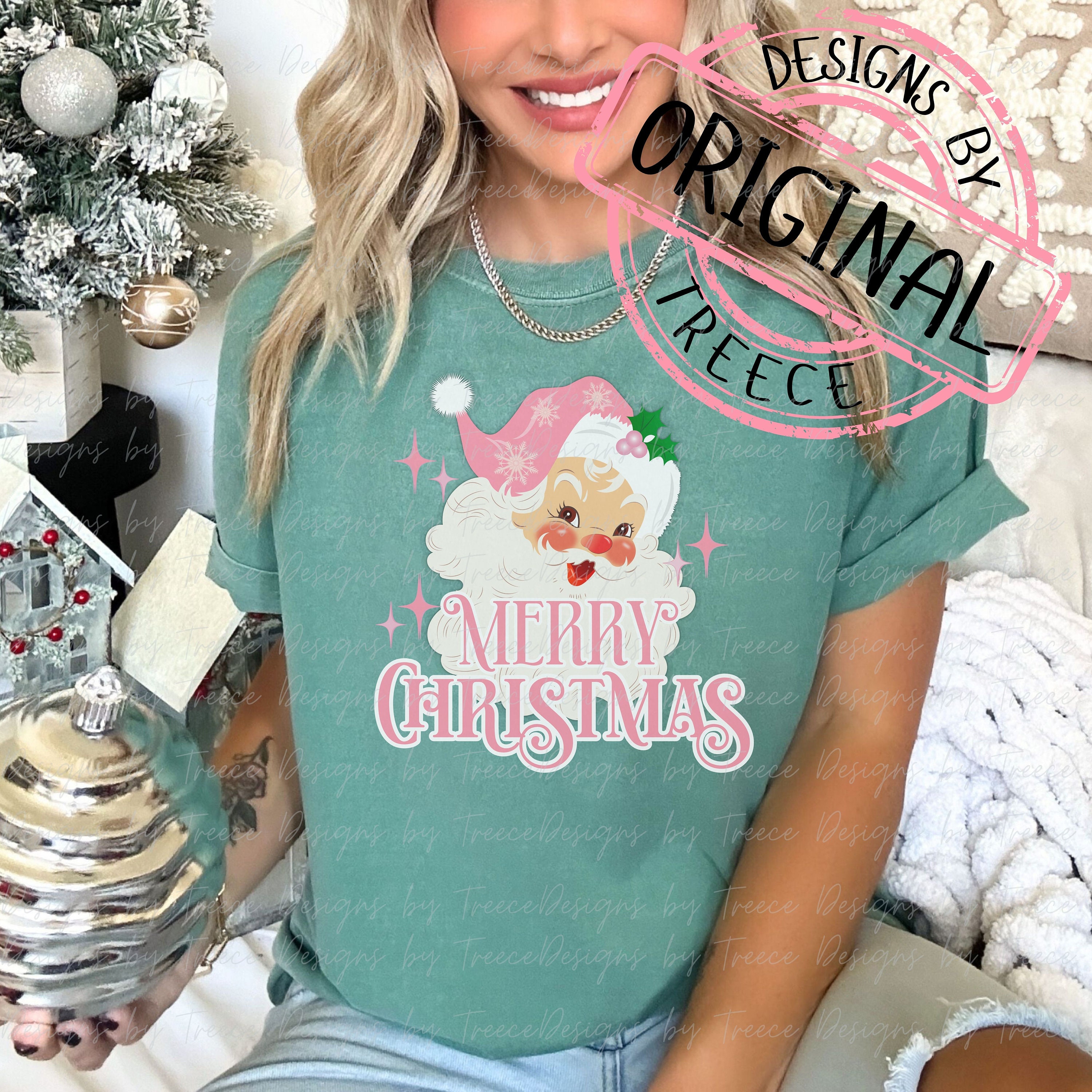 Vintage Retro Clipart, Pink Santa Claus, Merry Christmas, Graphic Image ...