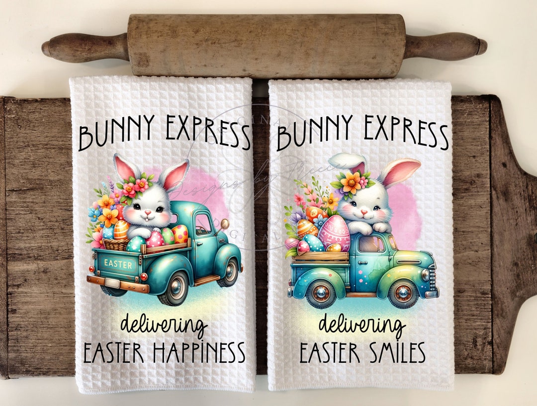 Bunny Express Towel PNG | Easter Bunny Truck Sublimation | Spring ...