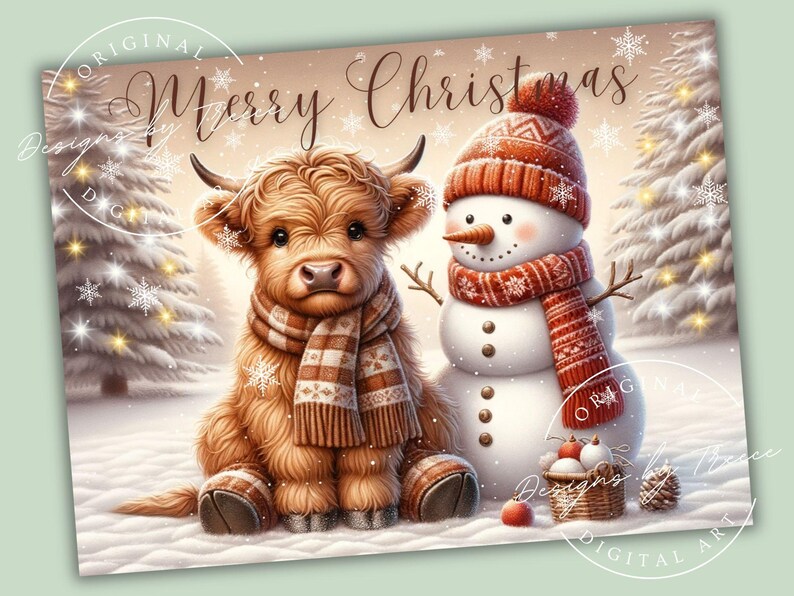 Highland Cow Snowman Sublimation Design: Christmas Kitchen Glass ...