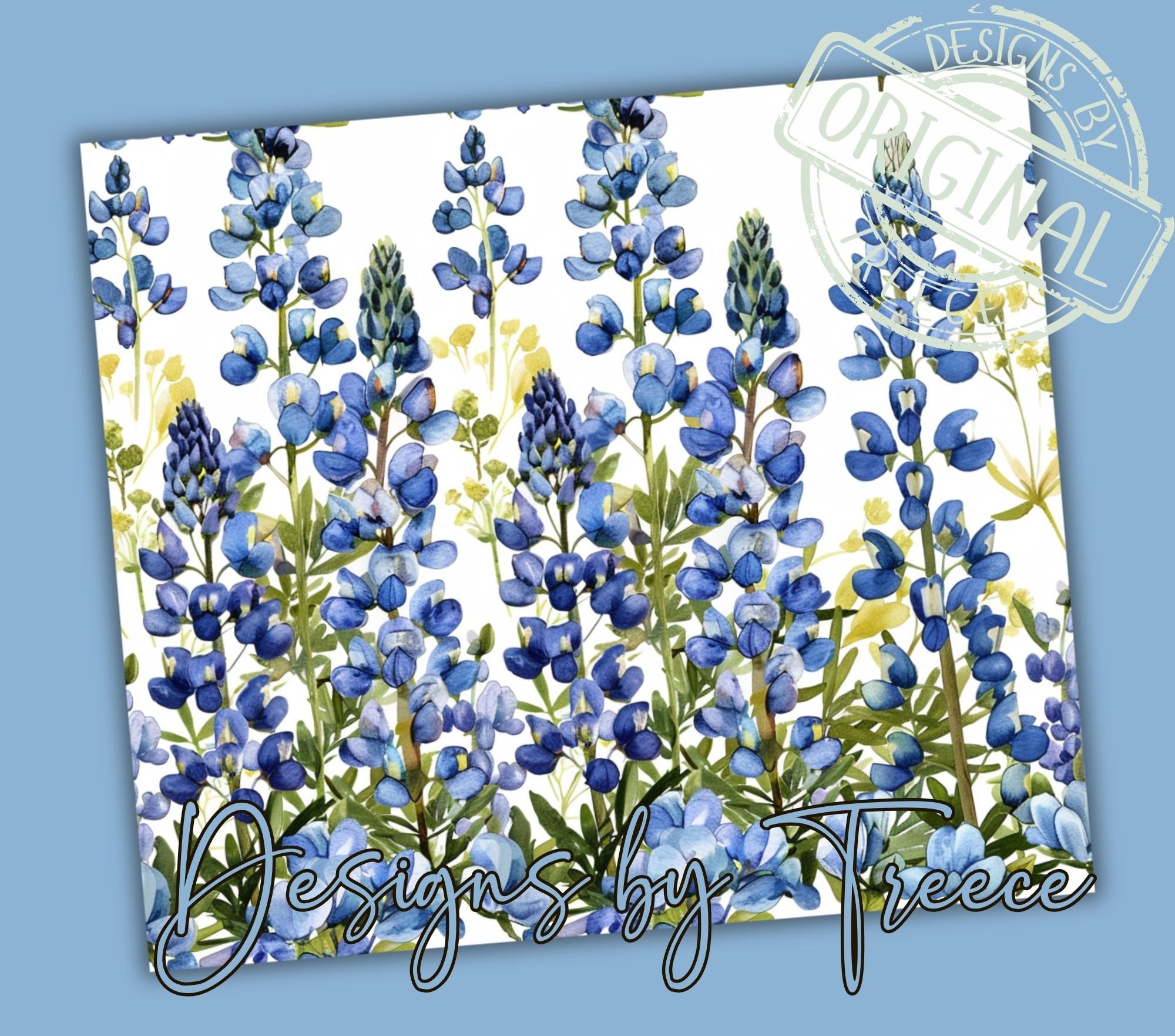 Watercolor Texas Bluebonnet II Seamless 20 Oz Skinny Floral Tumbler ...