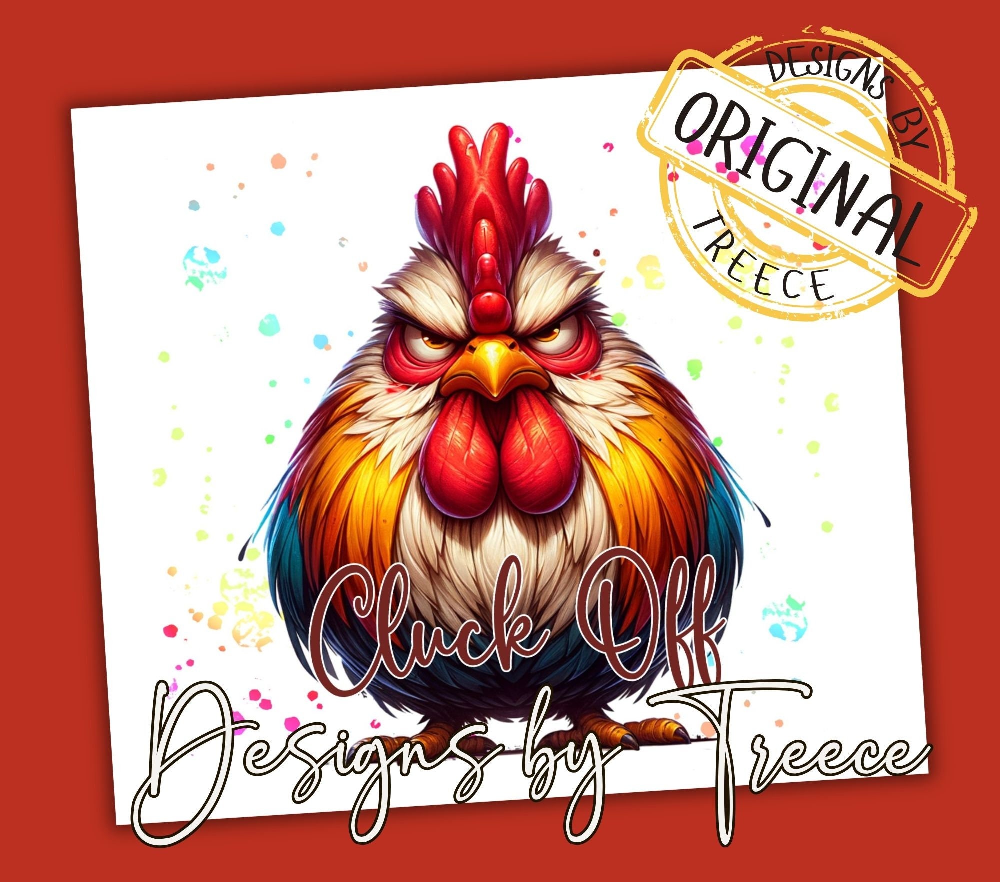 Angry Rooster Cluck off Poultry Farm Animal 20oz Tumbler Wrap Colorful ...