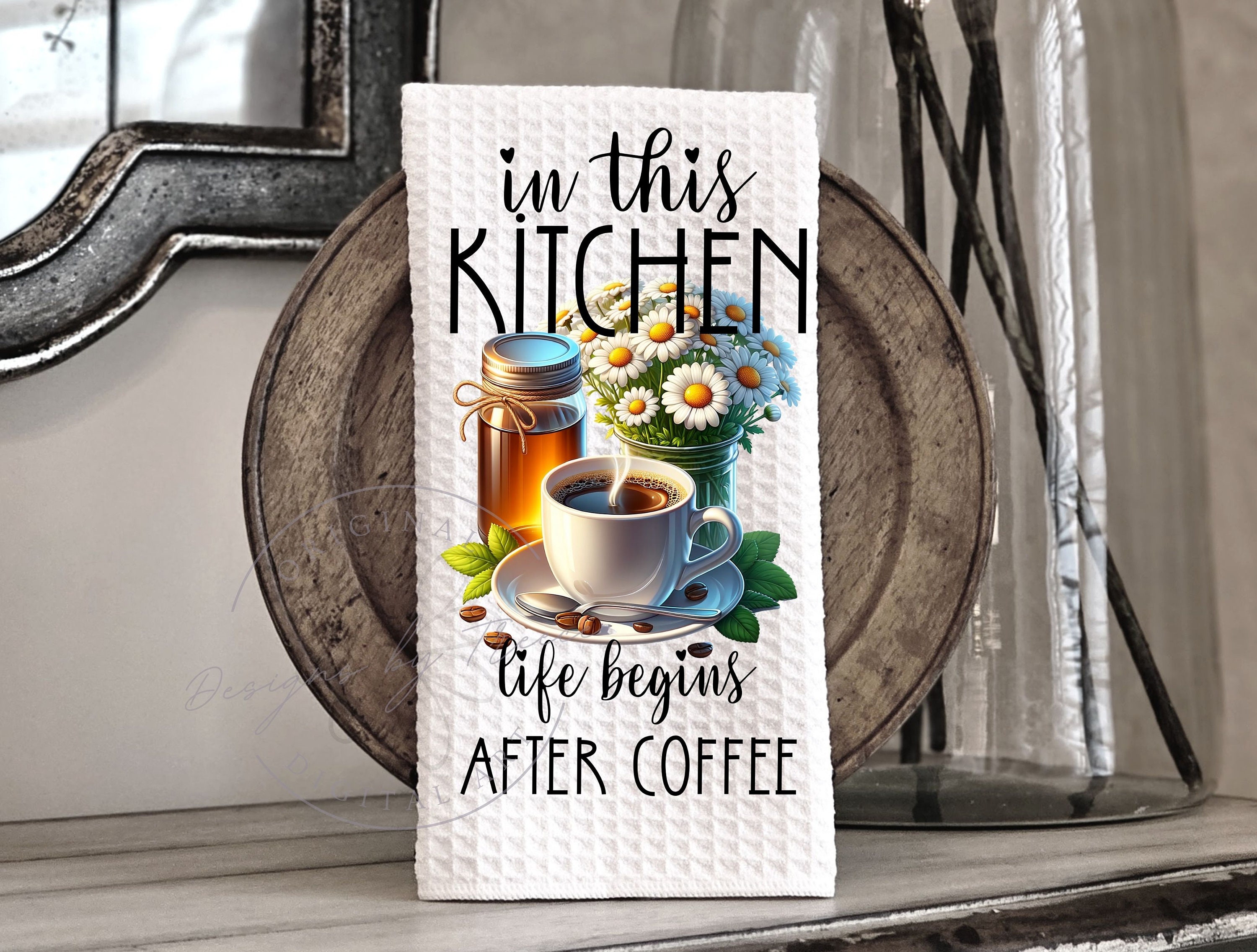 Funny Modern Coffee Drinker Kitchen Towel Apron Sublimation Bundle ...
