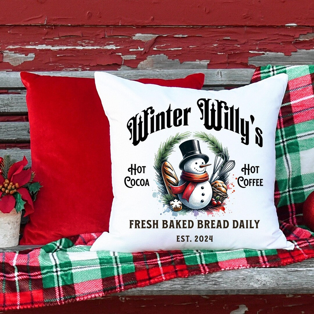 Winter Willys Pillow Design - Winter - Snowman Bread Bakery Watercolor ...