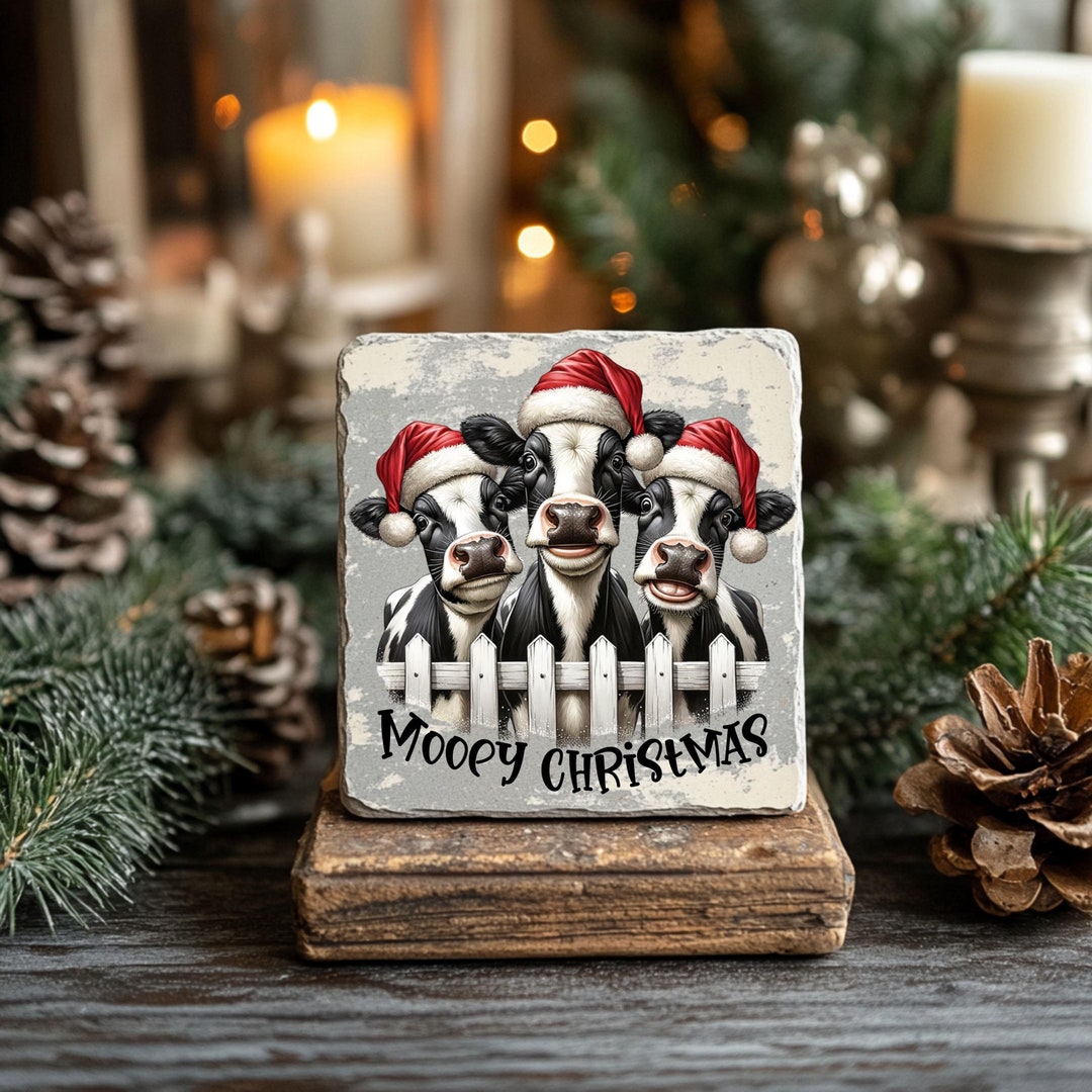 Christmas Cow PNG: Three Happy Cows in Santa Hats (digital Download) - Etsy