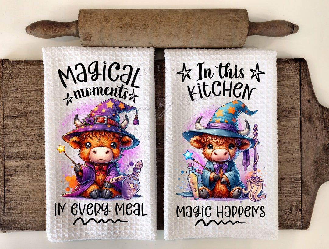 Highland Cow Wizard Halloween Kitchen Towel PNG (digital Download) - Etsy