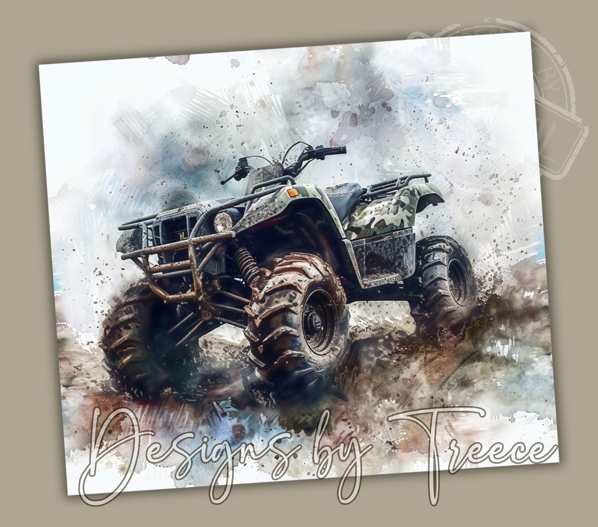 Camo 4 Wheeler Outdoor Sports Country Muddin Fun 20 Oz Skinny Floral ...