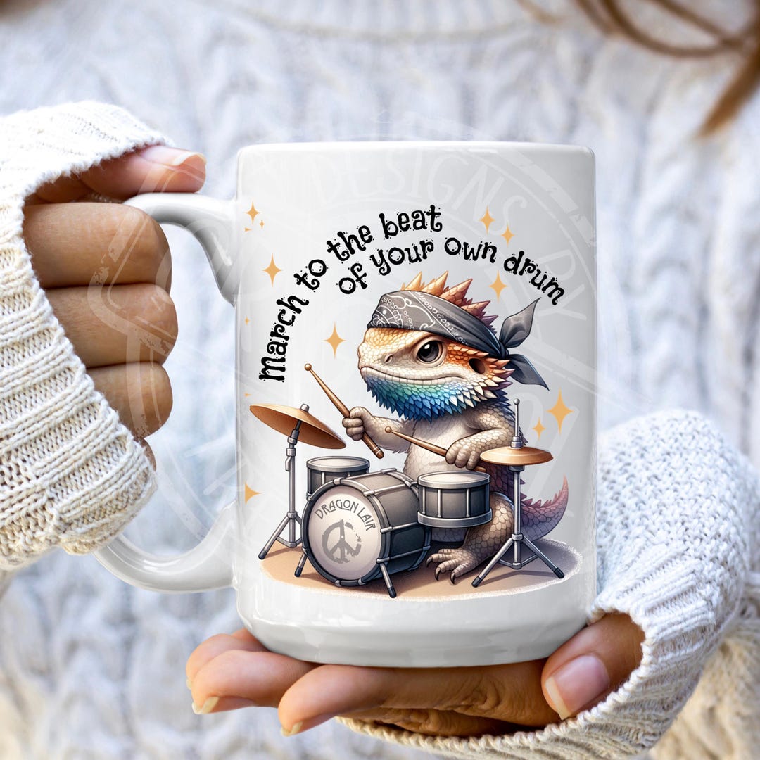 Bearded Dragon Drummer Digital PNG March to Your Own Beat Unique ...