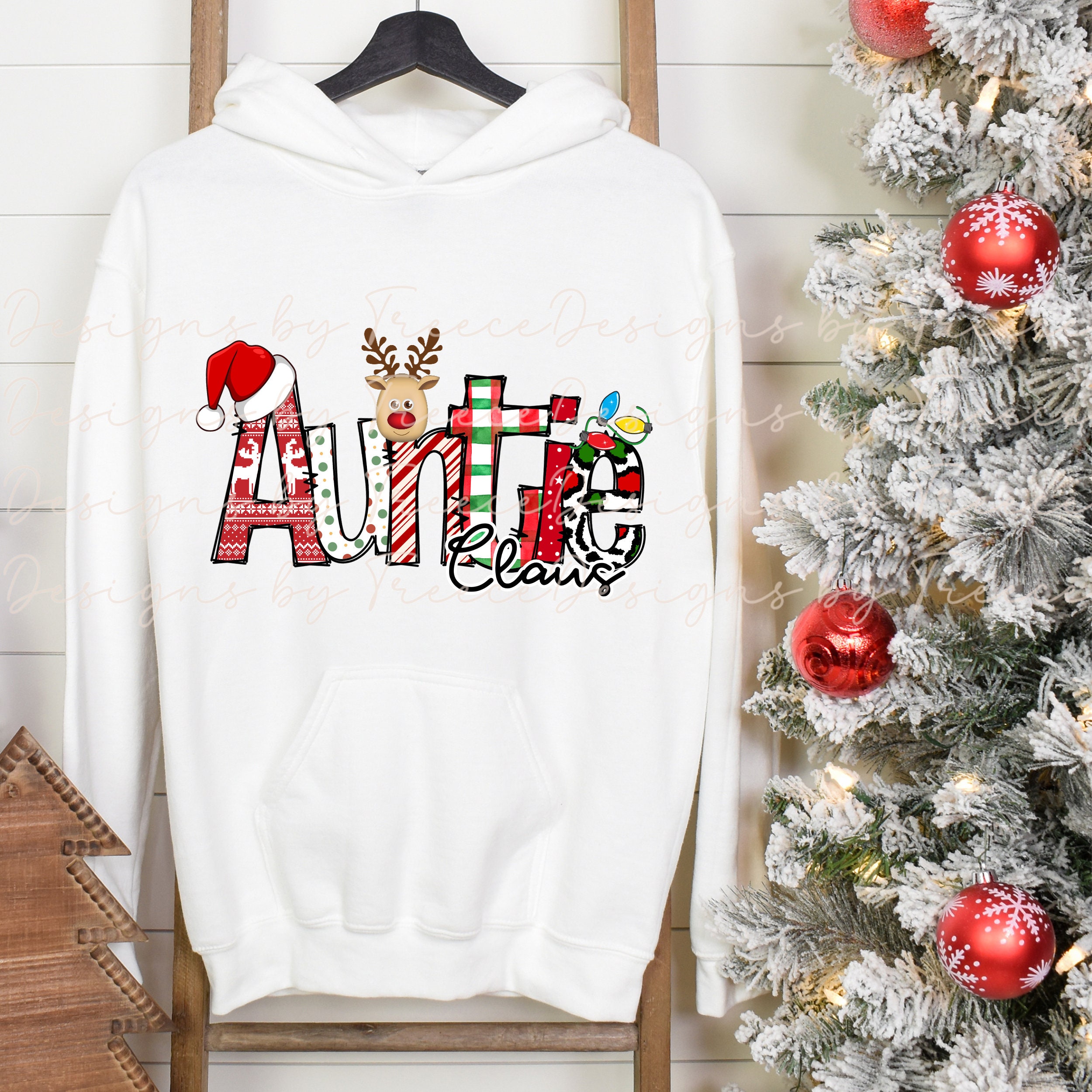Auntie aunt Claus Christmas Doodle Design, Vibrant Graphic Digital PNG ...