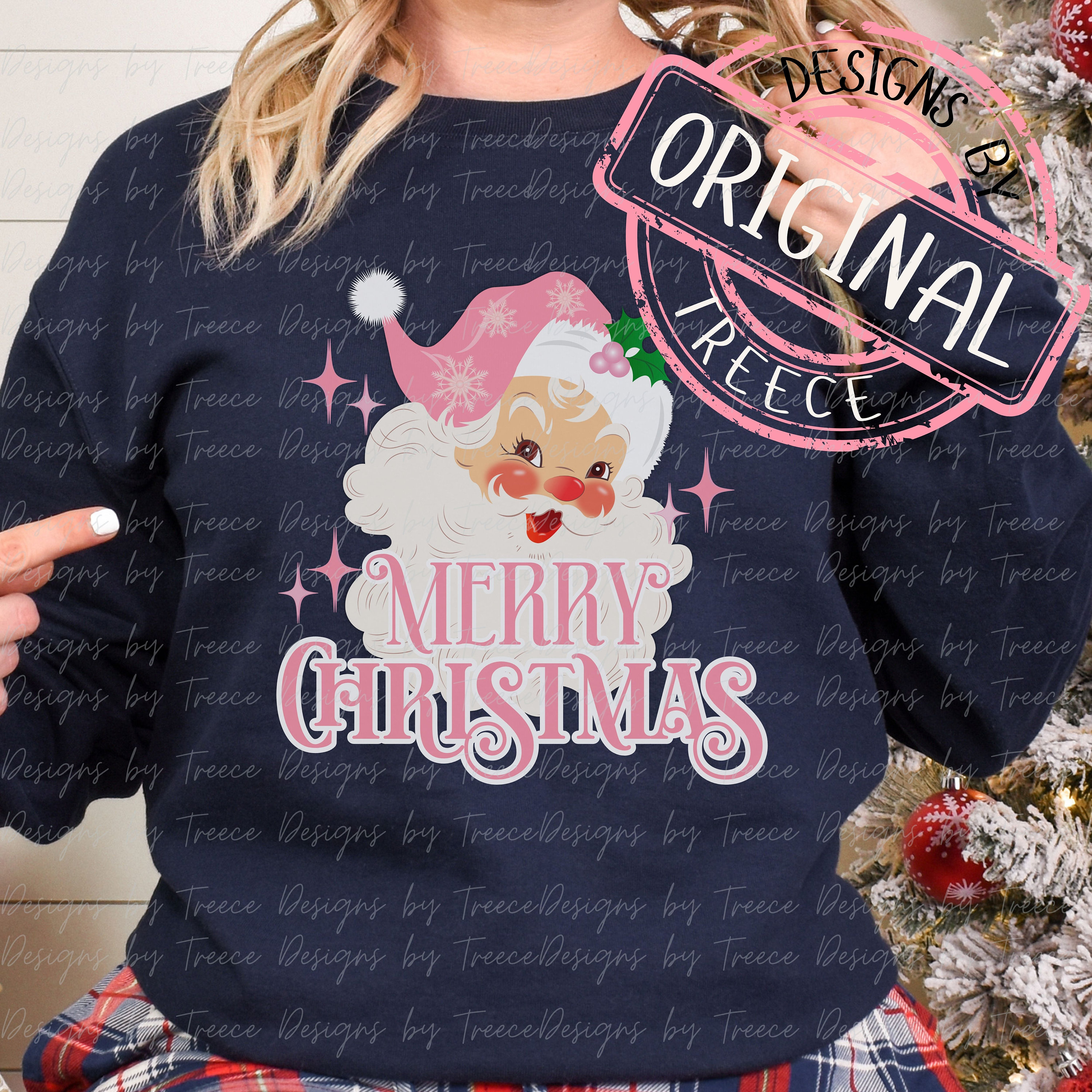 Vintage Retro Clipart, Pink Santa Claus, Merry Christmas, Graphic Image ...