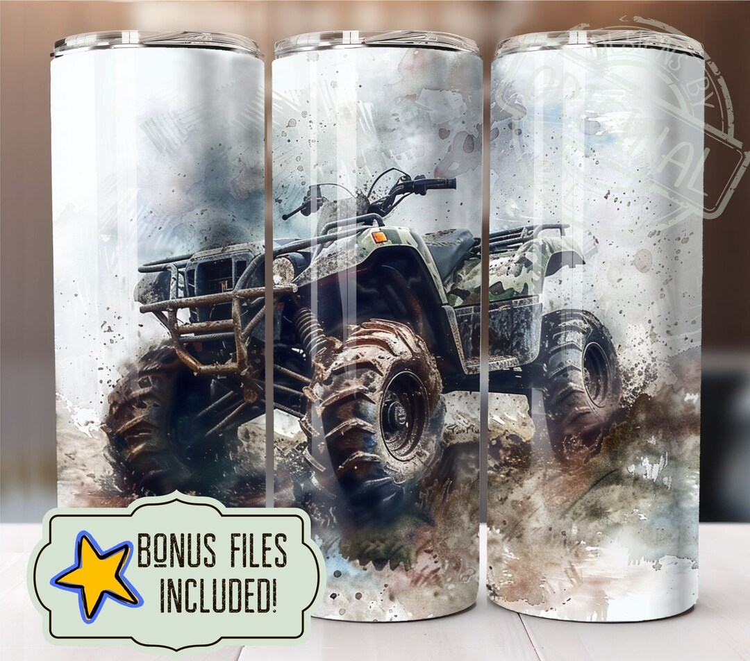 Camo 4 Wheeler Outdoor Sports Country Muddin Fun 20 Oz Skinny Floral ...