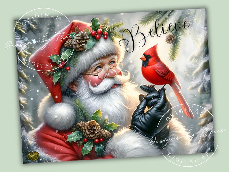 Believe Santa Cardinal Glass Kitchen Cutting Board PNG | Christmas ...