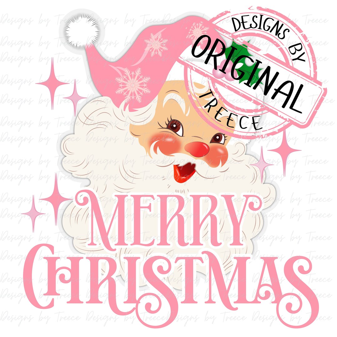 Vintage Retro Clipart, Pink Santa Claus, Merry Christmas, Graphic Image ...