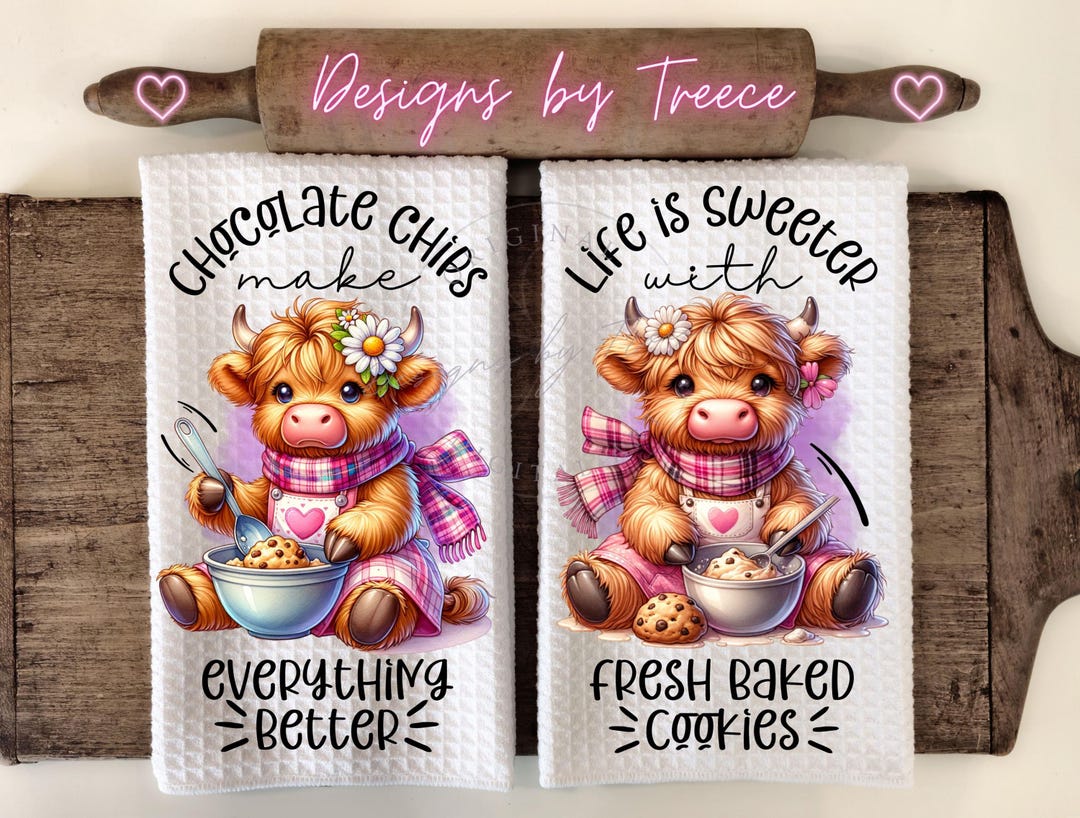 Highland Cow Baking Chocolate Chip Cookies Kitchen Hand Towel Apron ...
