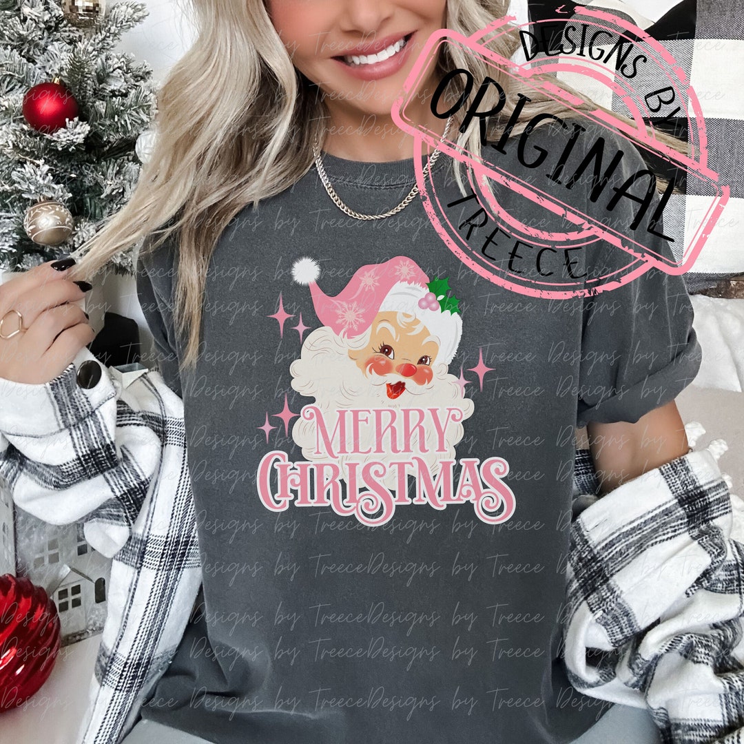 Vintage Retro Clipart, Pink Santa Claus, Merry Christmas, Graphic Image ...