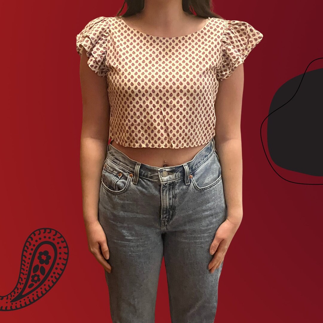 Handmade Vintage 70s Crop Top With Small Paisley Print - Etsy