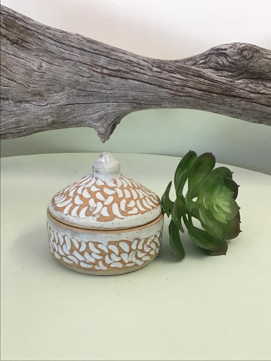 Handmade Recycled Clay Jar With Lid: Caramel Glaze Tea & Sugar Storage ...